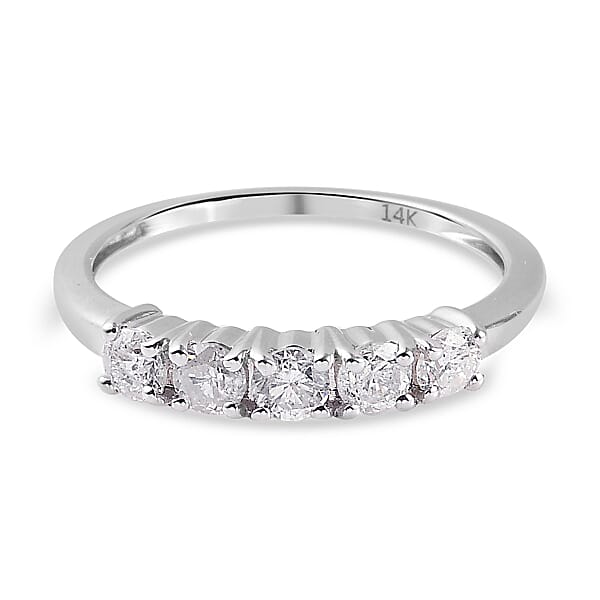 14K W Gold SGL Certified Diamond (I2/ G-H) Engagement Ring 0.50 Ct ...