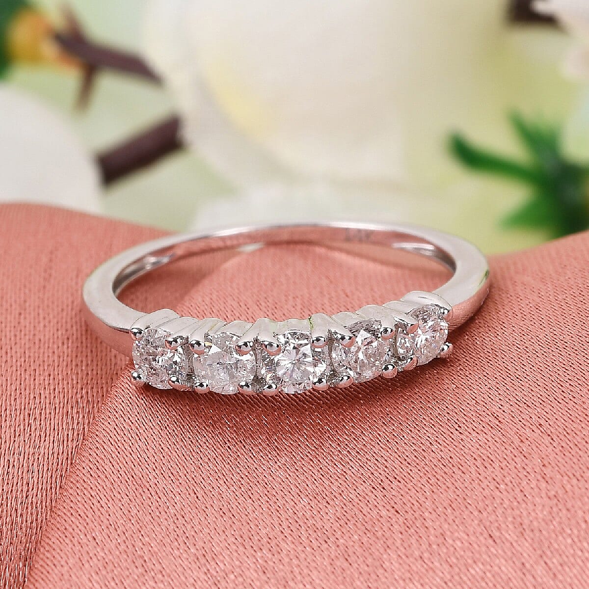 14K W Gold SGL Certified Diamond (I2/ G-H) Wedding Band Ring 0.50 Ct ...