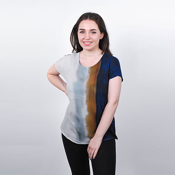 Jovie Watercolour Inspired Short Sleeves Blouse for Women - 3841679 - TJC