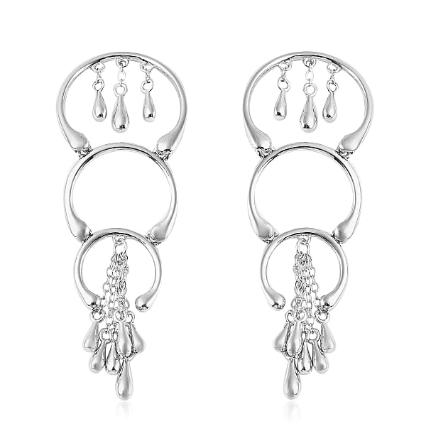 Lucy Q Drip Collection - Triple Layered Dangle Earrings in Rhodium ...