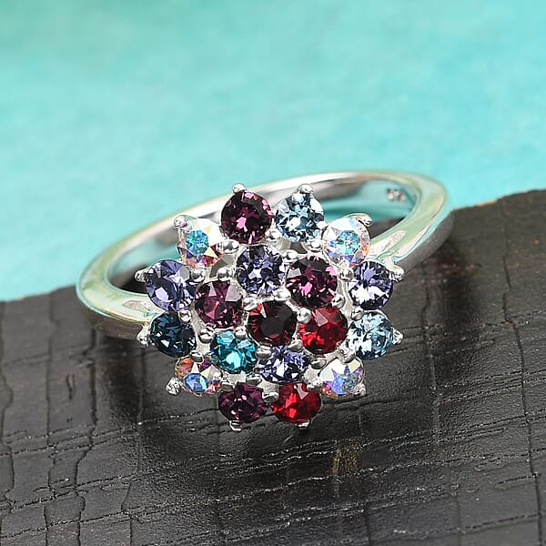 Lustro Stella Multi Colour Crystal Ring in Sterling Silver - 3854716 - TJC
