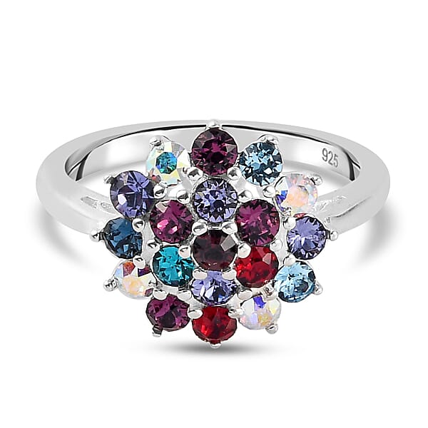 Lustro Stella Multi Colour Crystal Ring in Sterling Silver - 3854722 - TJC