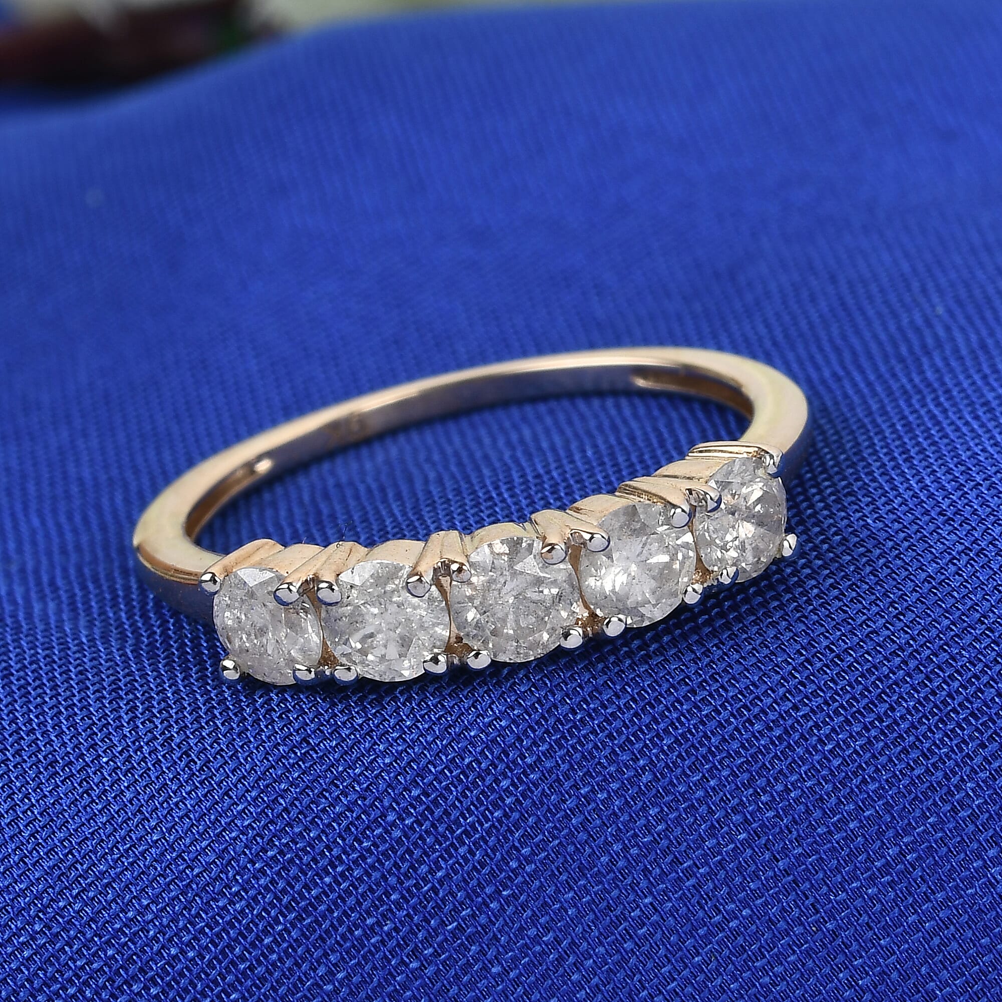 9K Yellow Gold SGL Certified (I3/ G-H) Diamond Engagement Ring Overlay ...