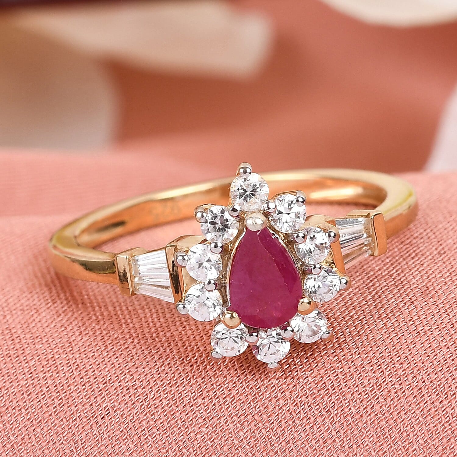 Ruby and Natural Cambodian Zircon Ring in 14K Gold Overlay Sterling ...