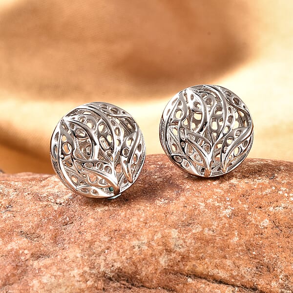 RACHEL GALLEY Leaf Collection - Latticework Stud Earrings in Rhodium ...