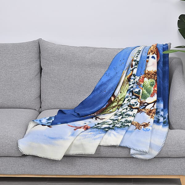 TJC brand Christmas theme 2 snowman pattern throw; Super soft fleece ...