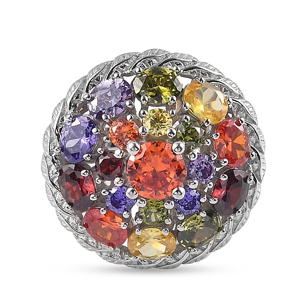 Simulated Multi Gemstones Ring in Silver Tone - M3867063 - TJC