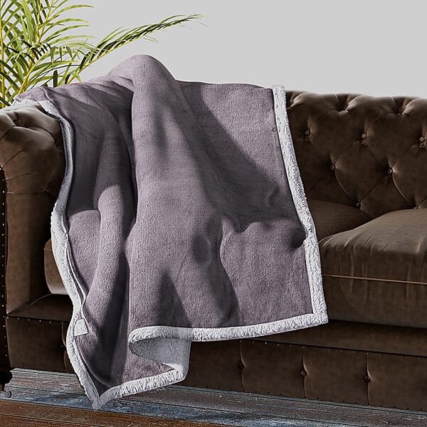 Solid Flannel with Sherpa blanket Solid-color design incorporates ...
