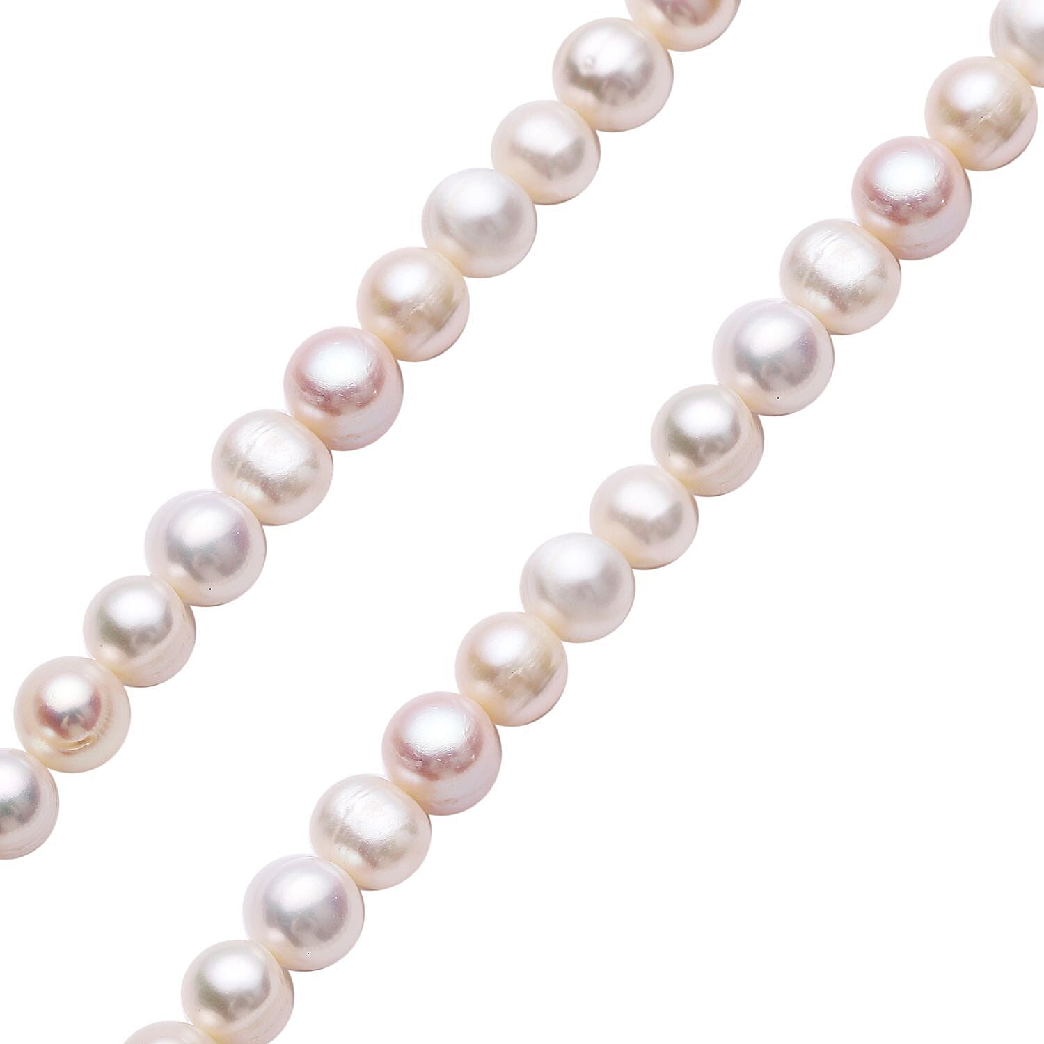 Simulated Diamond and Fresh Water Pearl Necklace (Size - 18) in Yellow ...