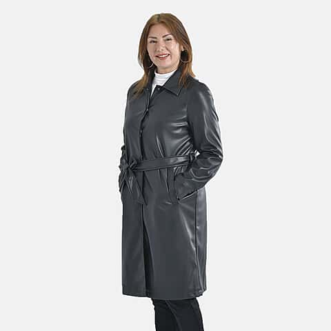 TAMSY Long Women's Coat with Two Pockets and Adjustable Waist Belt ...