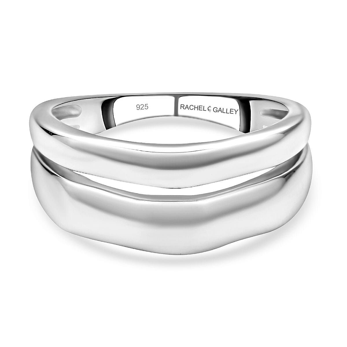 RACHEL GALLEY - Rhodium Overlay Sterling Silver Dual Band Ring ...