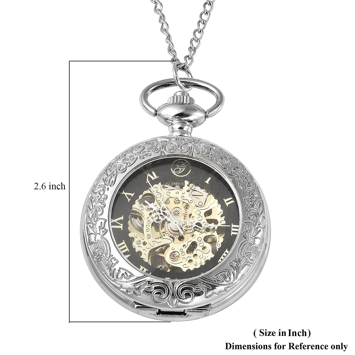 GENOA Automatic Mechanical Movement Skeleton Pocket Watch with Chain ...