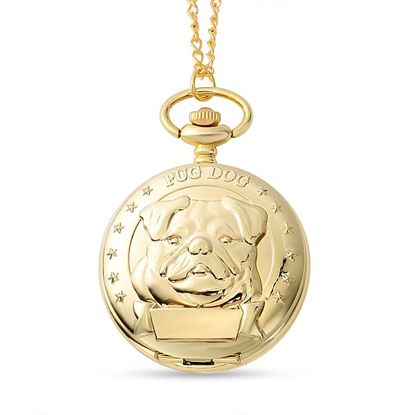 STRADA Japanese Movement Carved Pug Dog Water Resistant Pocket Watch ...