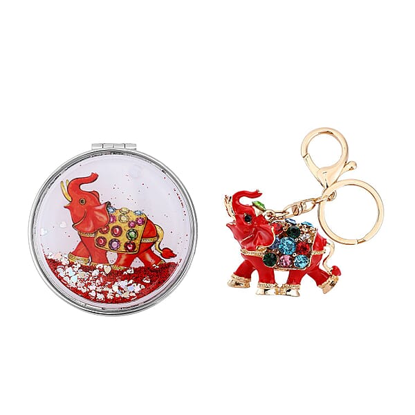 Set of 2 - Multi Colour Austrian Crystal Enamelled Elephant Keychain ...