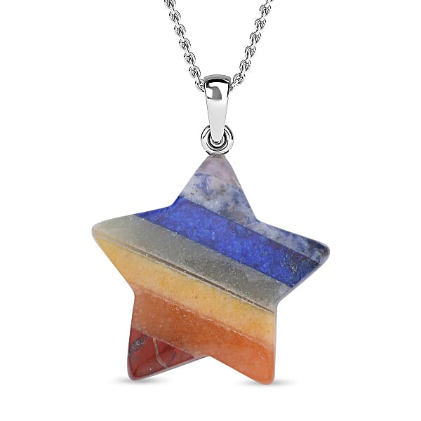 Multi Gemstone Star Pendant with Chain (Size 20) 30 Ct. - 4122132 - TJC