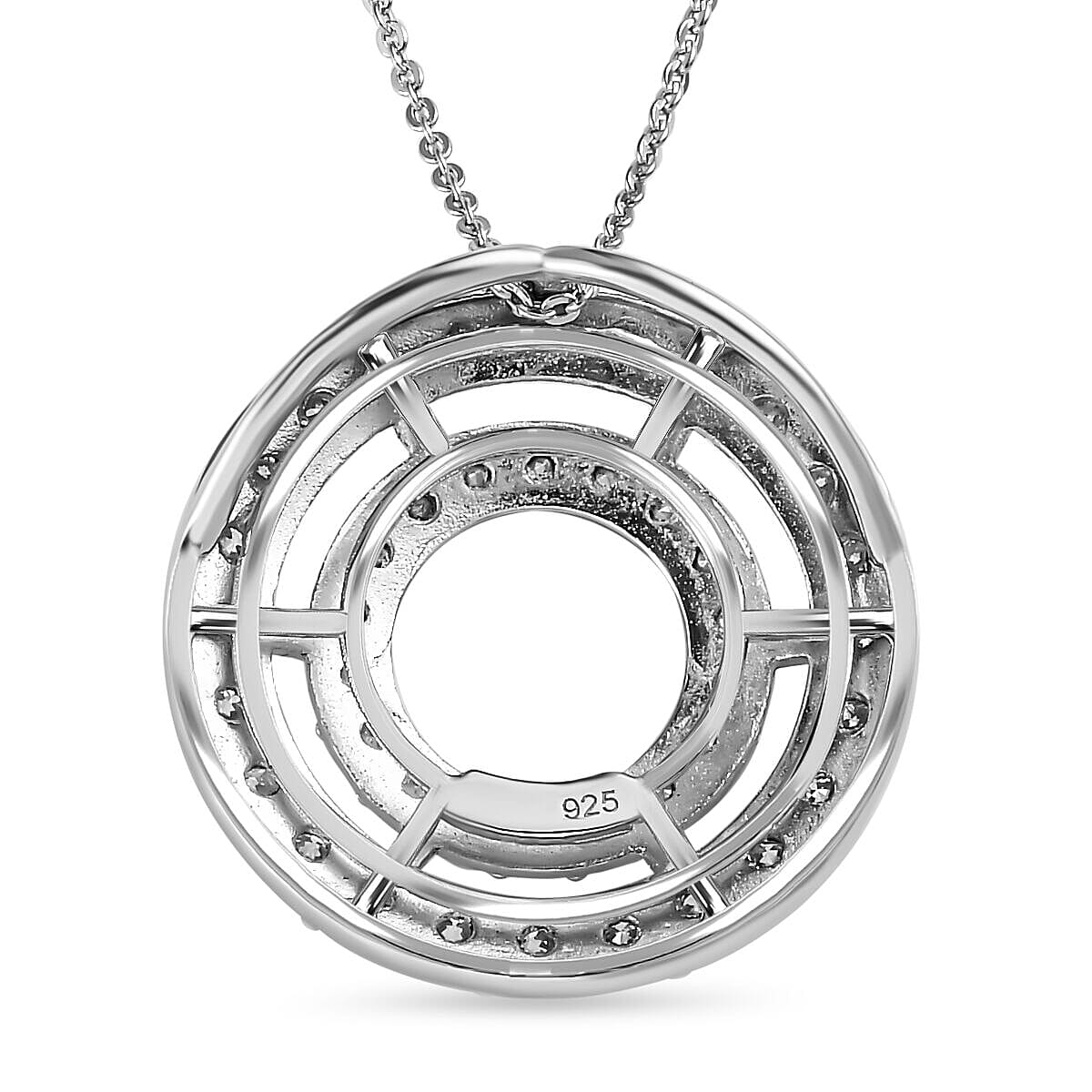 Moissanite Circle Pendant with Chain (Size 20) in Platinum Overlay ...