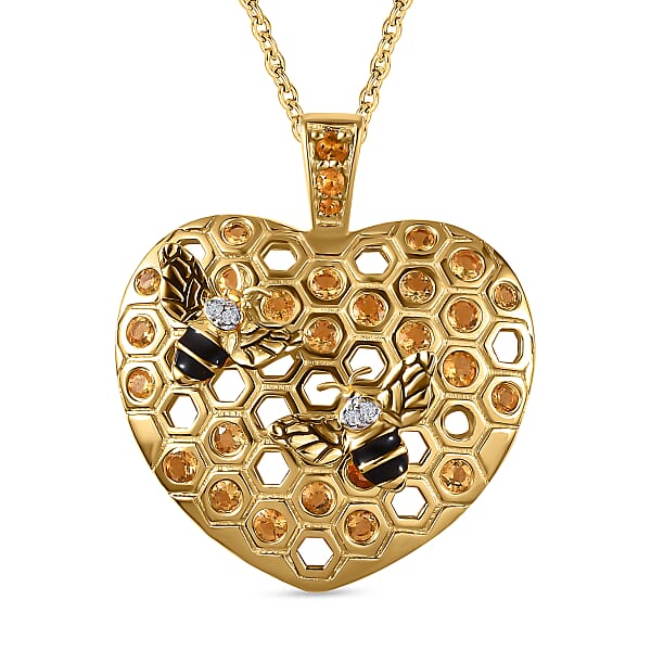 GP Honey Comb Collection - Citrine and Natural Zircon Heart Pendant ...