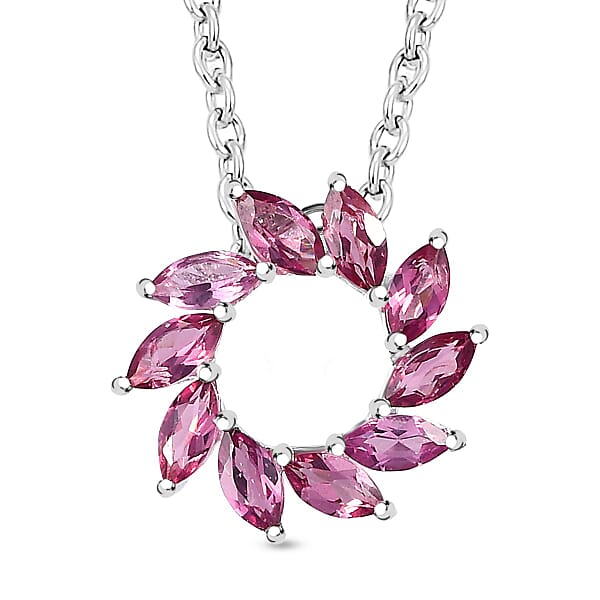 RARE Natural Lotus Garnet Sterling Silver Floral Pendant With Chain ...