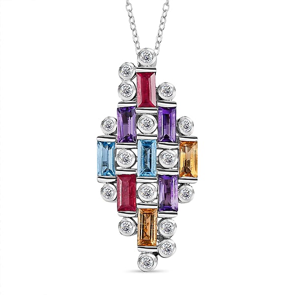 GP Art Deco Collection - Swiss Blue Topaz, Amethyst and African Ruby ...
