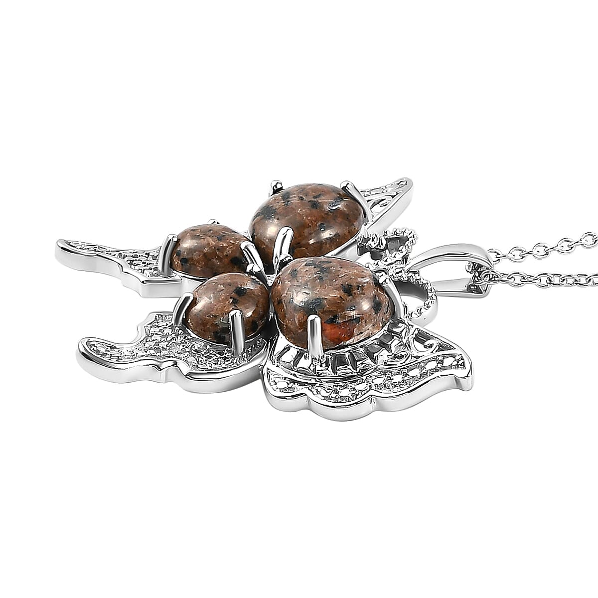 Yooperlite Butterfly Pendant with Chain (Size 20) in Platinum Overlay ...