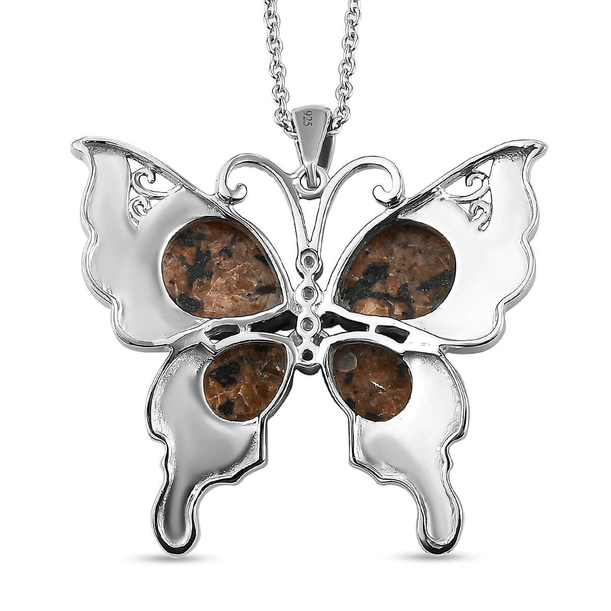 Yooperlite Butterfly Pendant with Chain (Size 20) in Platinum Overlay ...