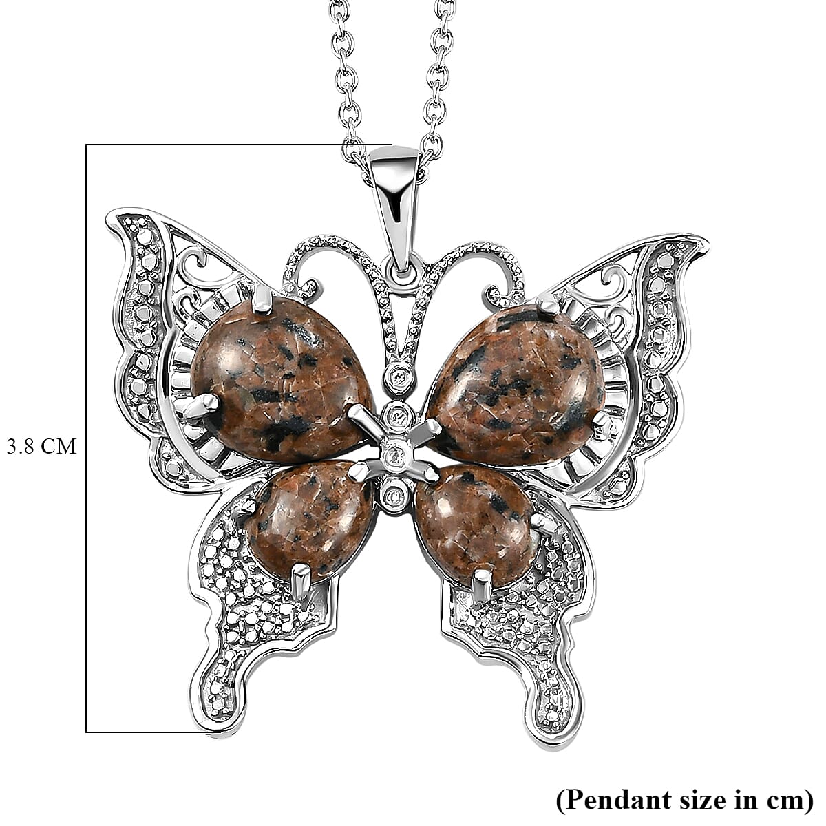 Yooperlite Butterfly Pendant with Chain (Size 20) in Platinum Overlay ...