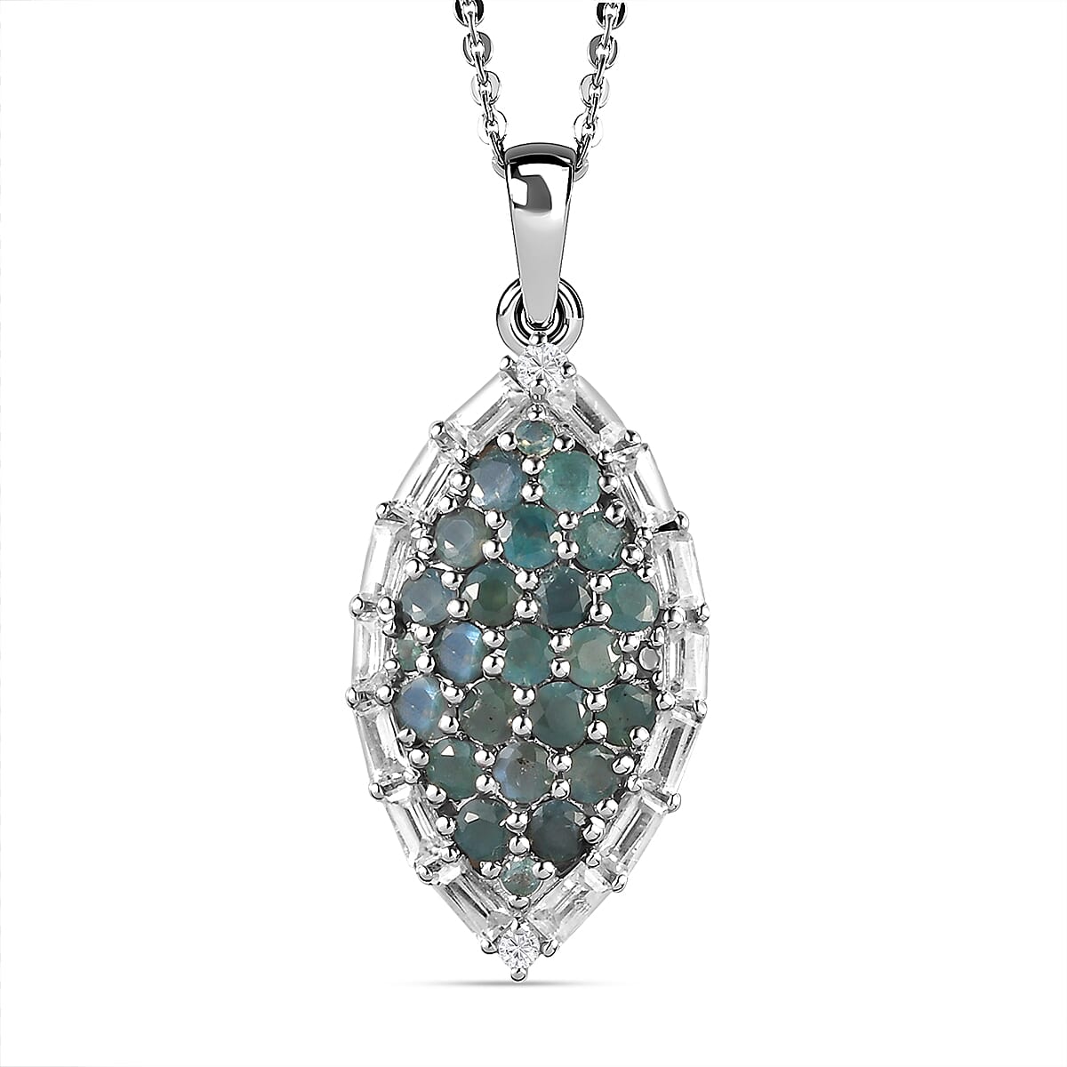 Alexandrite & Natural Zircon Cluster Pendant with Chain (Size - 20) in ...