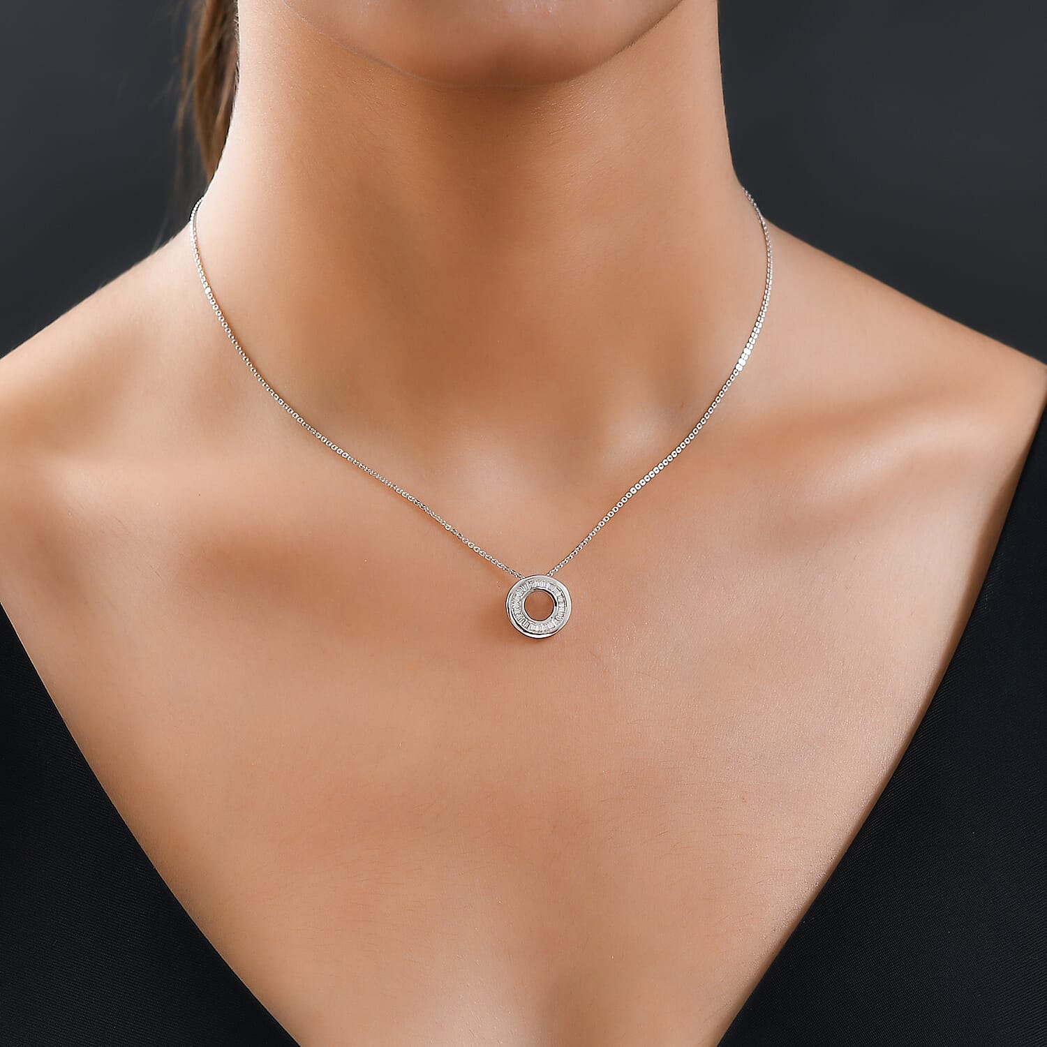 Moissanite Circle of Life Pendant with Chain (Size 20) in Platinum ...