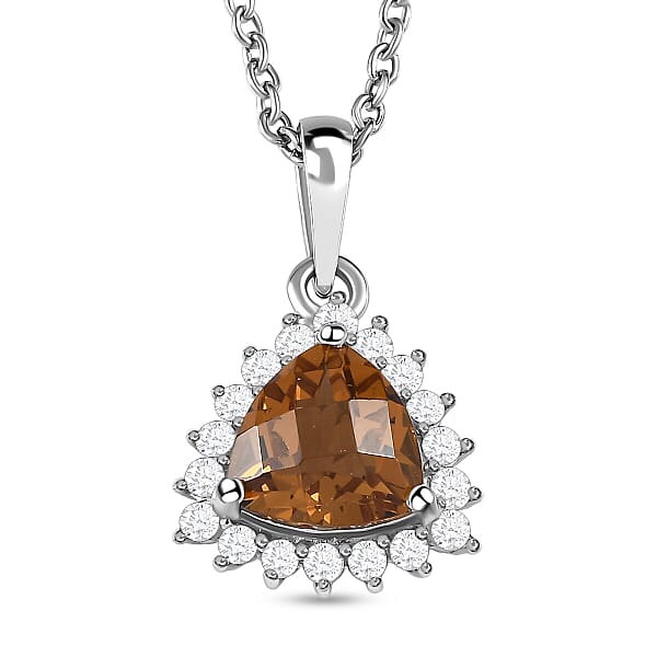 Autumn Alexite and Natural Zircon Pendant in Platinum Overlay Sterling ...