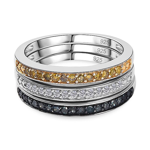 Set of 3 Stackable Diamond Rings - 4225857 - TJC