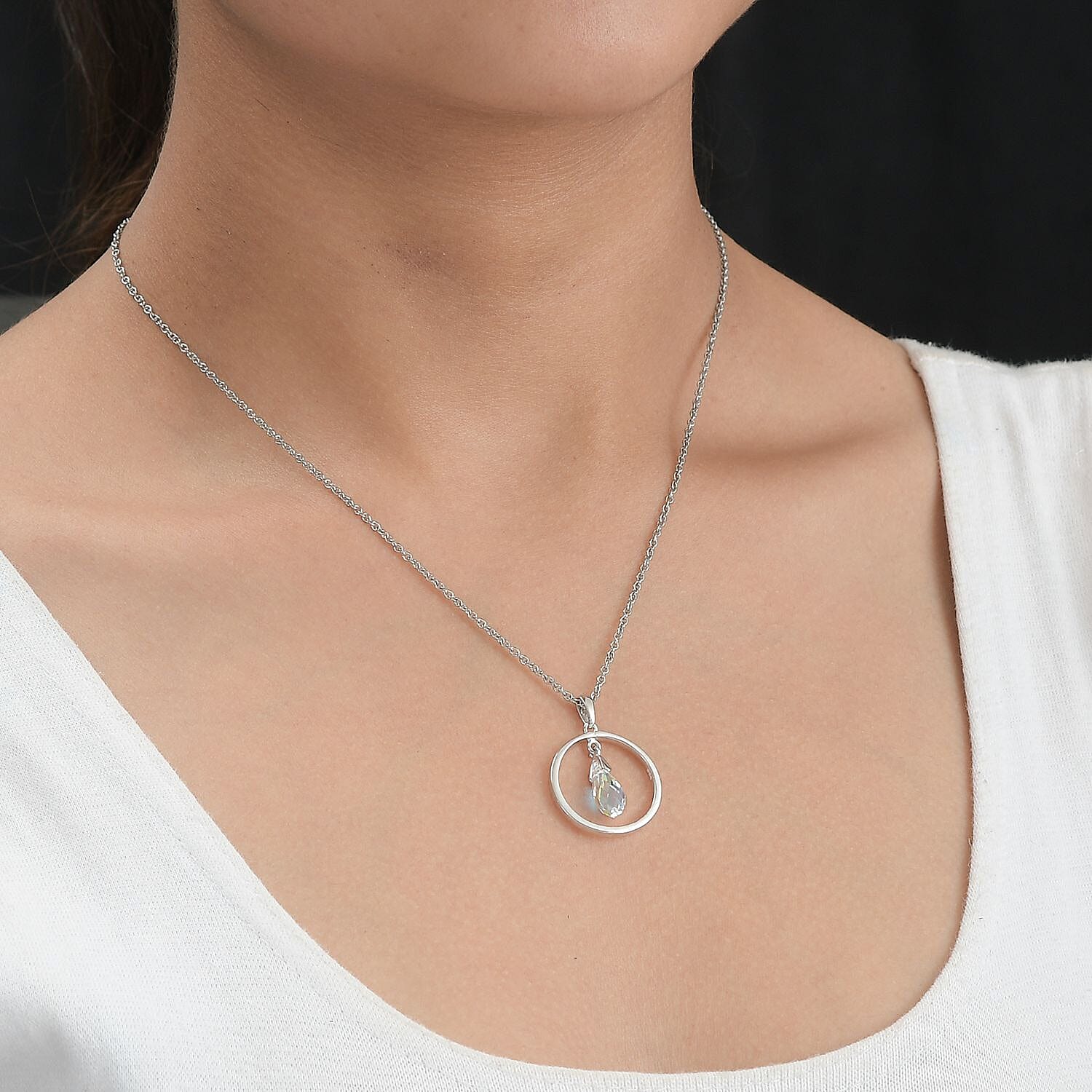 AB Finest Austrian Crystal Platinum Overlay Sterling Silver Drop ...