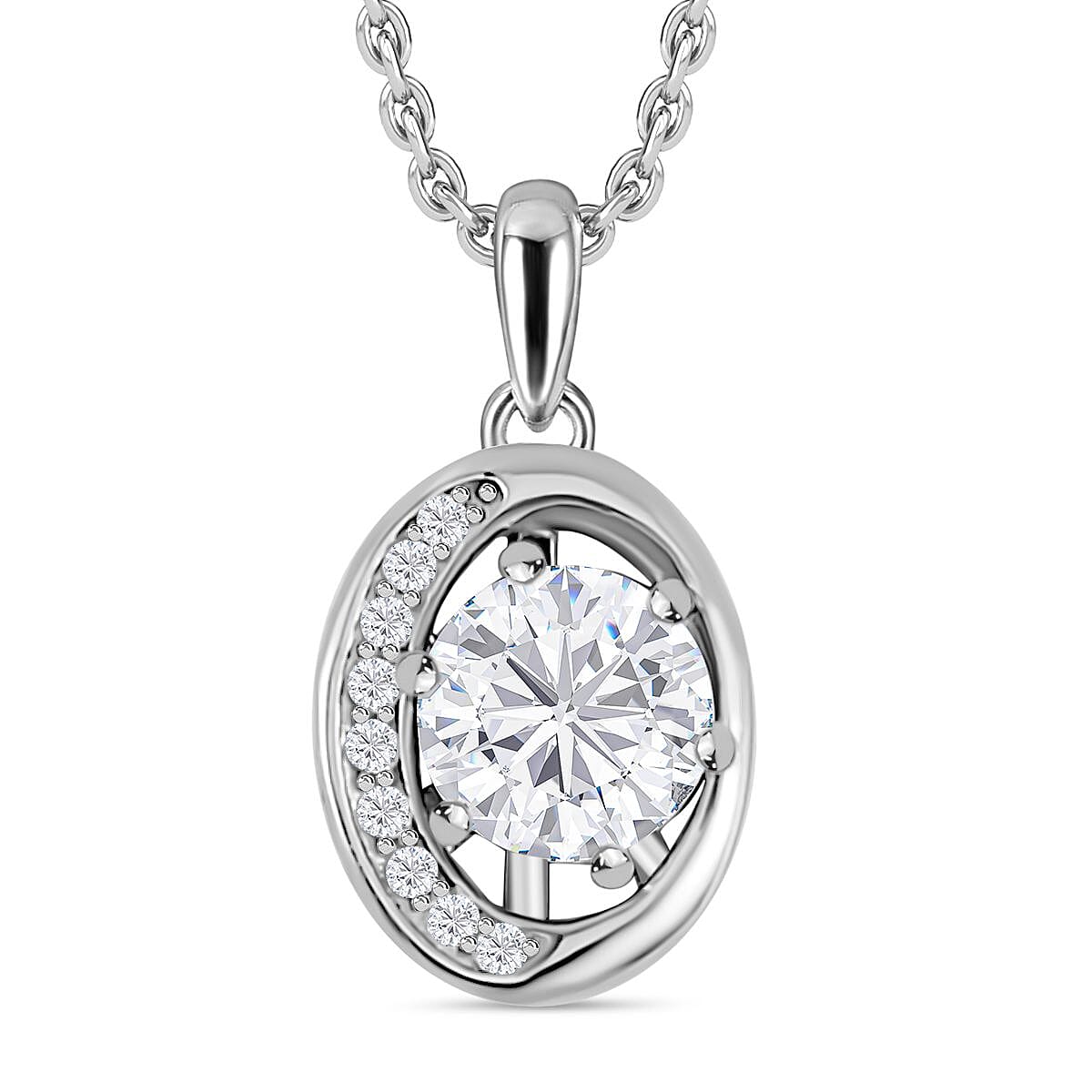 Lucy Q Fluid Collection - Moissanite Pendant with Chain (Size 26) in ...
