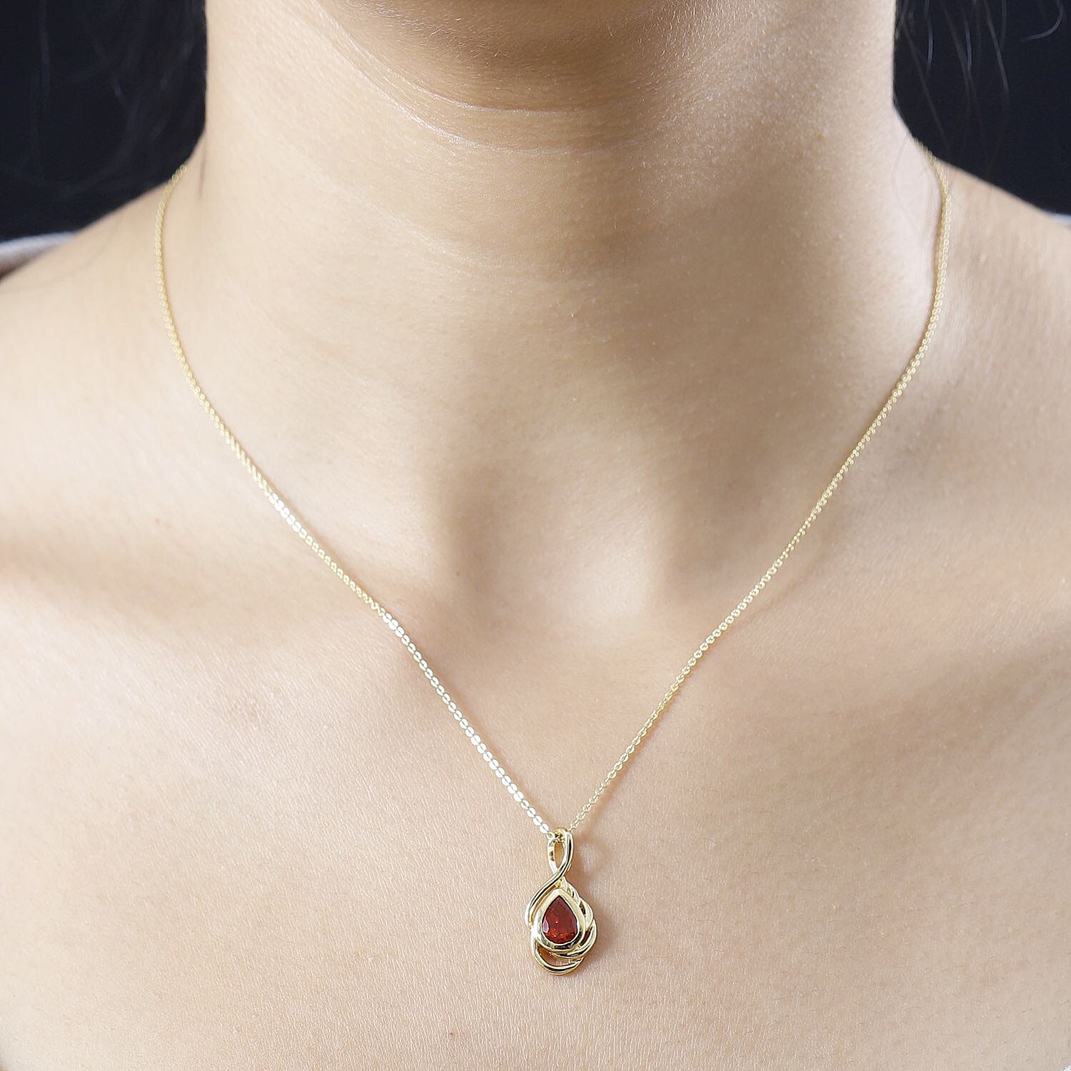 Fire Opal Pendant with Chain (Size 20) in 18K Vermeil Yellow Gold ...
