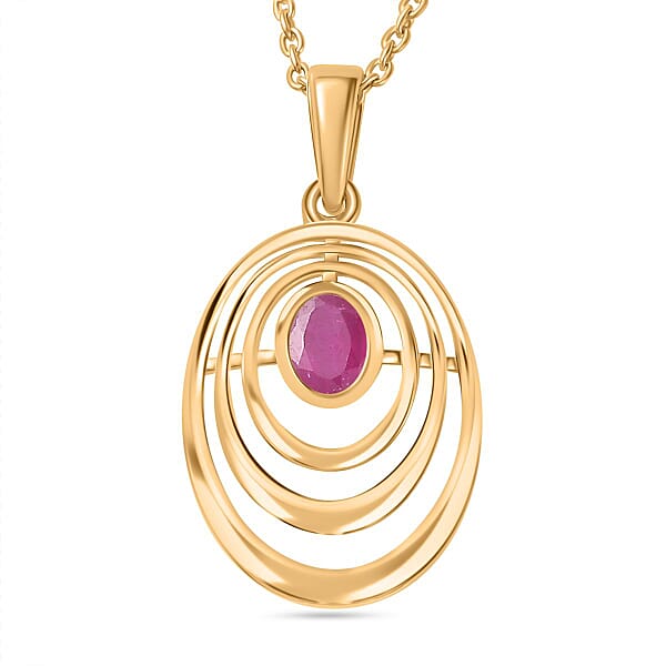 Natural John Saul Ruby Pendant with Chain (Size 20) in 18K Vermeil YG ...