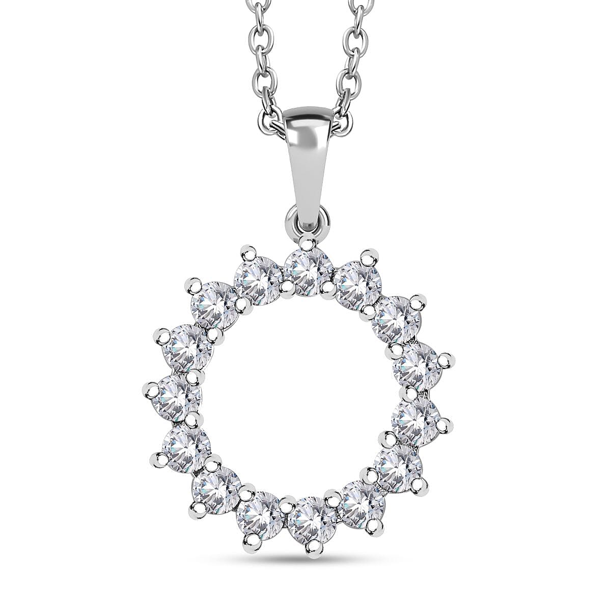Natural Zircon Sterling Silver Circle Pendant with Stainless Steel ...