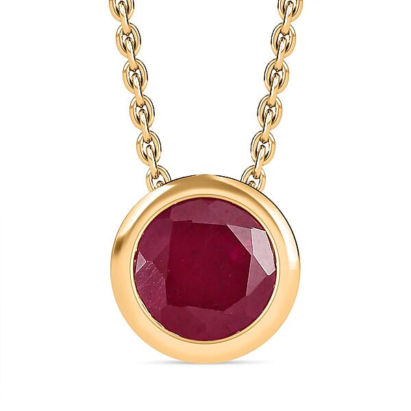 African Ruby Pendant with Chain (Size 20) in 18K YG Vermeil Sterling ...