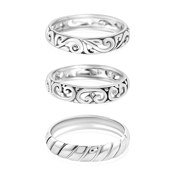 Royal Bali Legacy Collection - Set of 3 Island Rings in Sterling Silver ...