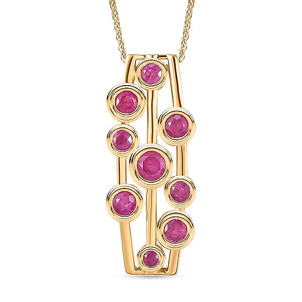 Mozambique Ruby Bubble Pendant with Chain (Size 20) in 18K Yellow Gold ...
