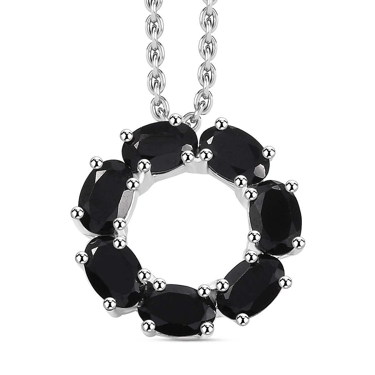 Black Spinel Pendant in Sterling Silver with Stainless Steel Chain ...