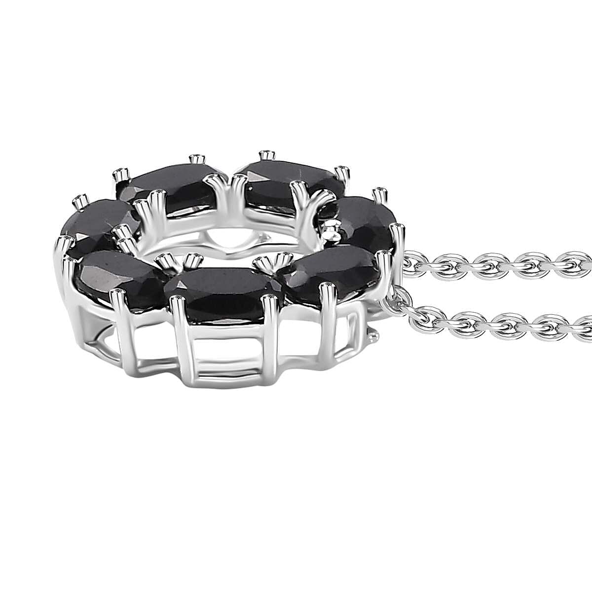 Black Spinel Pendant in Sterling Silver with Stainless Steel Chain ...