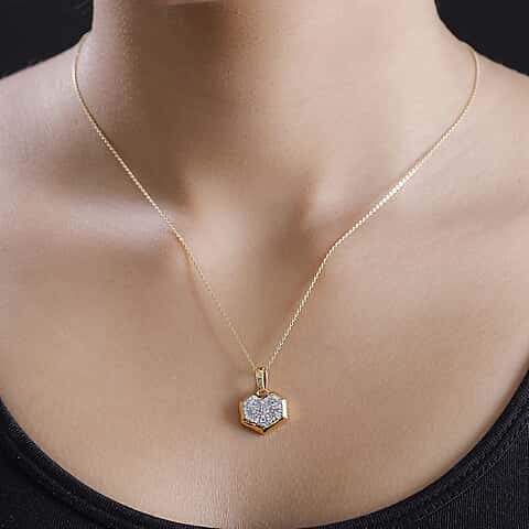GP Amore Collection - White Diamond Heart Cluster Pendant with Chain in ...