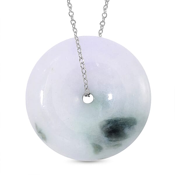 Natural Type A Bi Colour Jadeite Jade Button Pendant and Chain (Size 20 ...