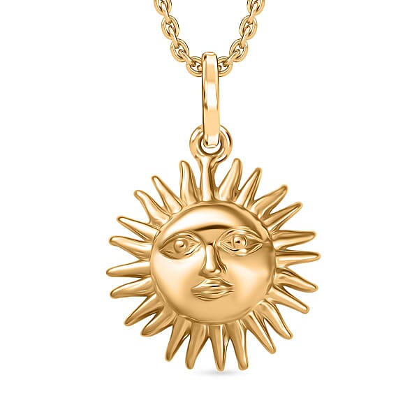 Gold Overlay Sterling Silver Sun Pendant with Chain (Size 20) - 4366815 ...