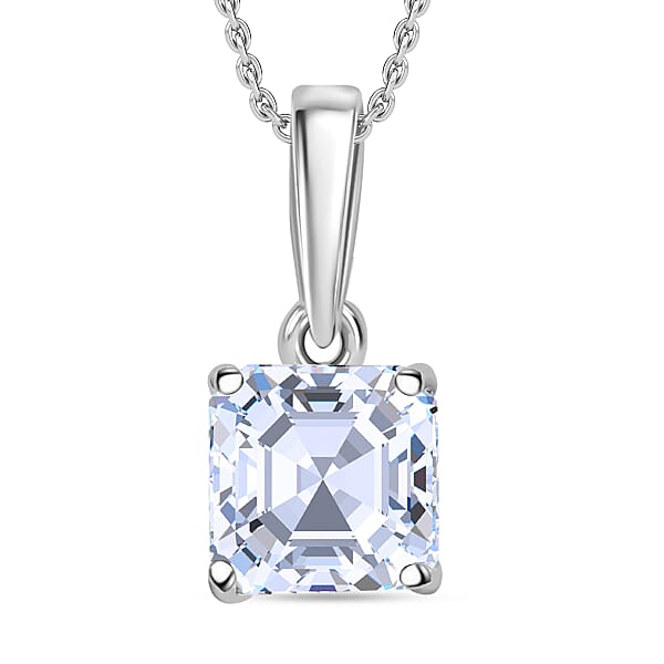 LUXURIANT Diamond Asscher Cut Lab Grown Diamond Pendant with Chain ...