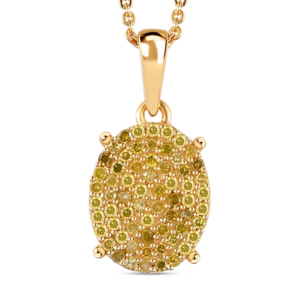 Natural Yellow Diamond Pendant with Chain (Size 20 Inch) in 18K Vermeil ...