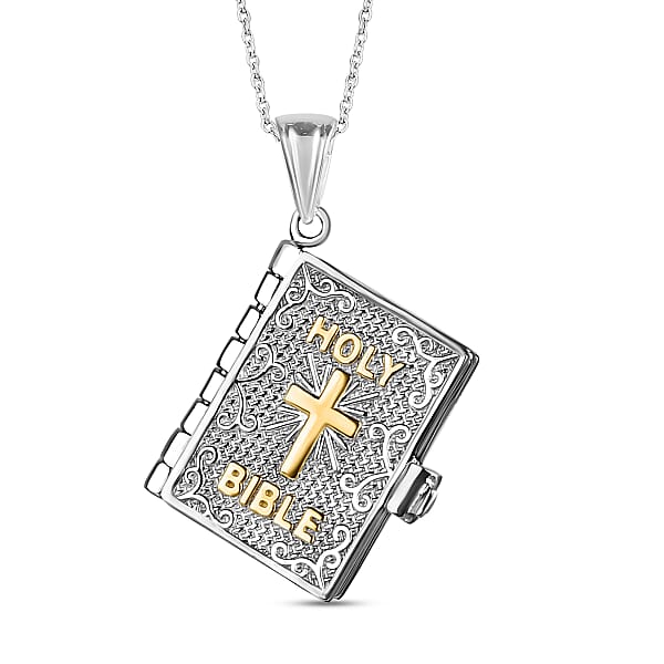 HOLY BIBLE Sterling Silver Pendant with Stainless Steel Chain (Size ...