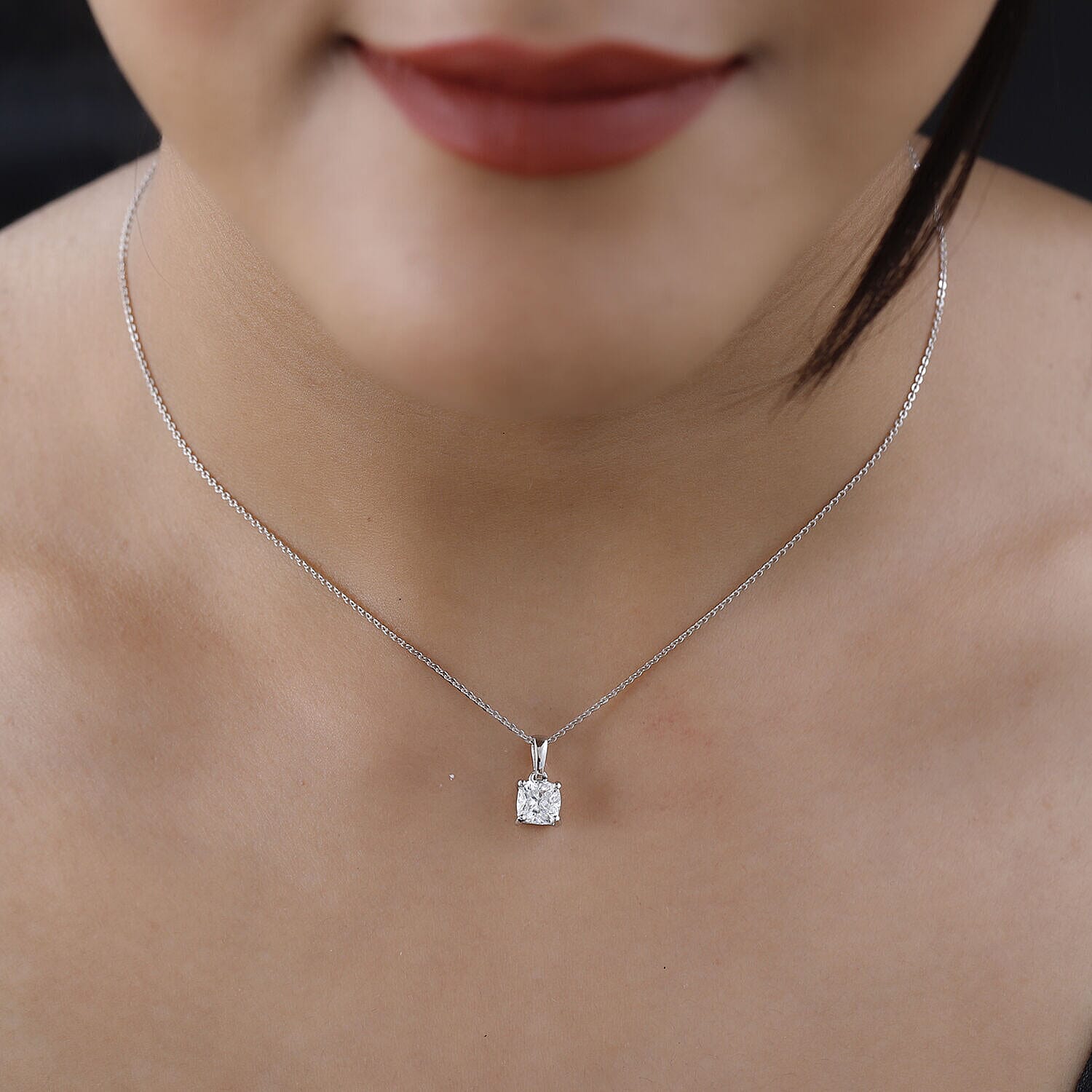 Moissanite Pendant with Chain (Size 20) in Platinum Overlay Sterling ...