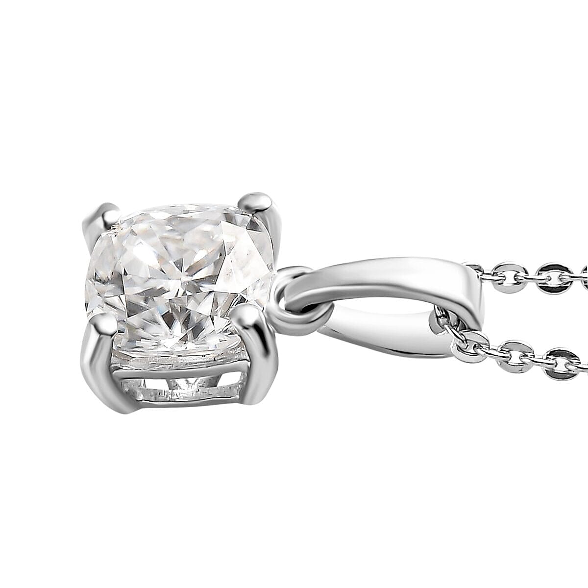 Moissanite Pendant with Chain (Size 20) in Platinum Overlay Sterling ...