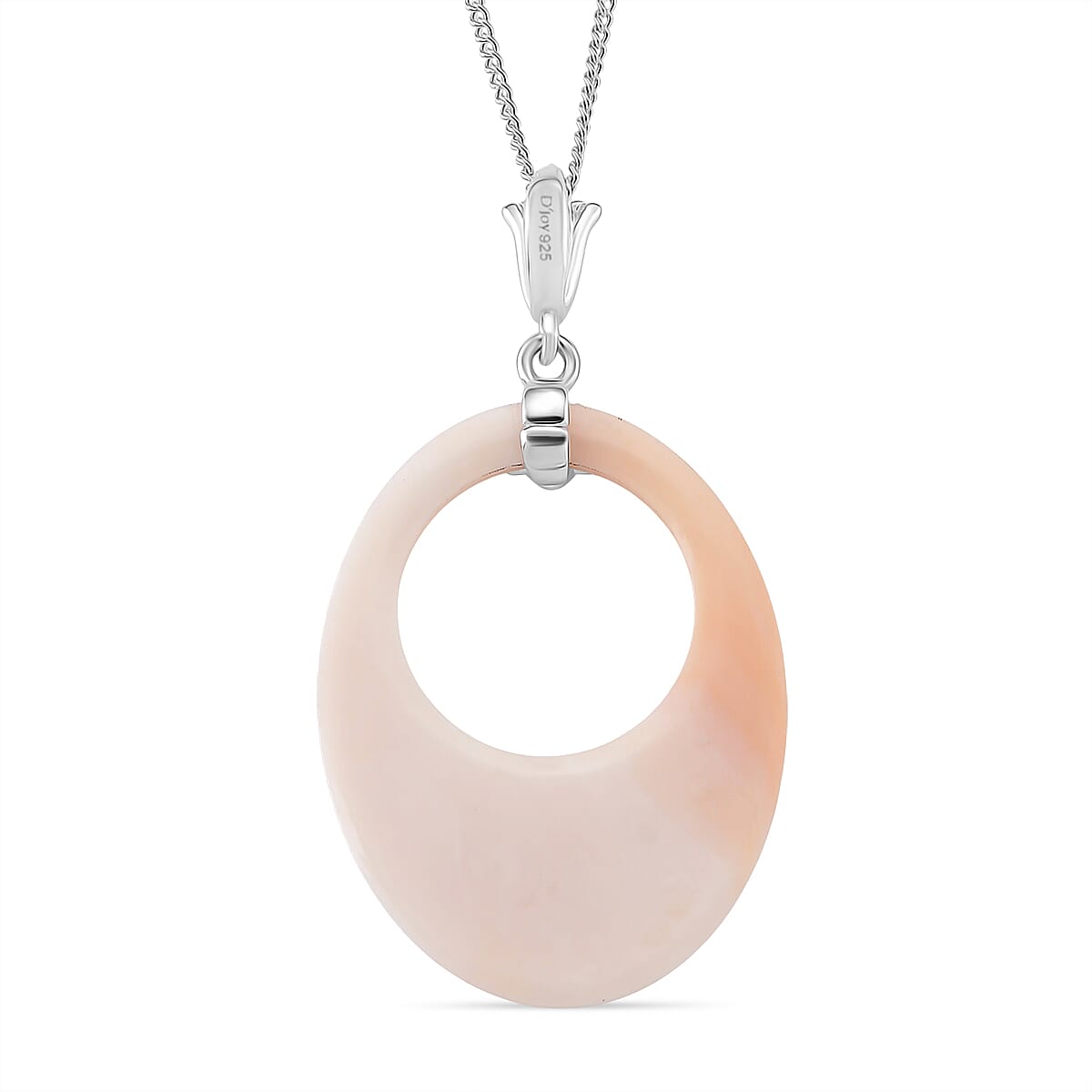 Pink Conch Shell Pendant with Chain (Size 18) in Rhodium Overlay ...