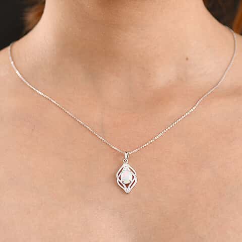 Luxuriant - Ethiopian Opal & Lab Grown Diamond (SI/G-H) Pendant with ...